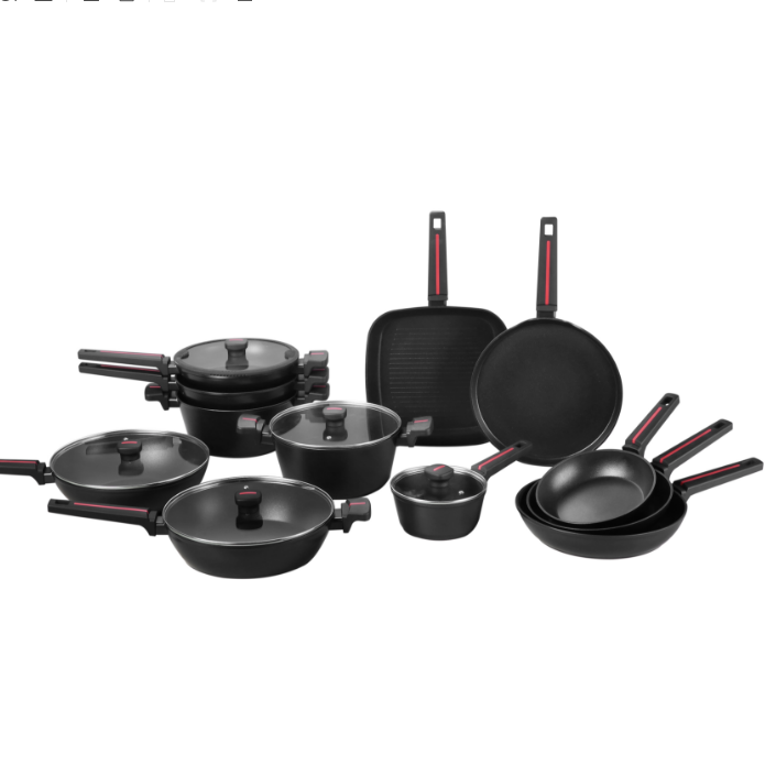 Flame Range Non-stick Cookware Aluminum Forged Deep Frypan with Lid ...